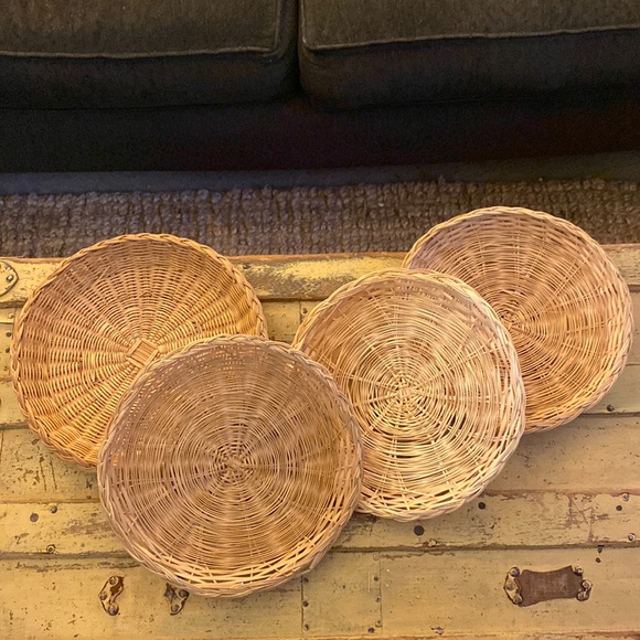 Vintage | Accents | Vintage Natural Wood Wicker Rattan Circular ...